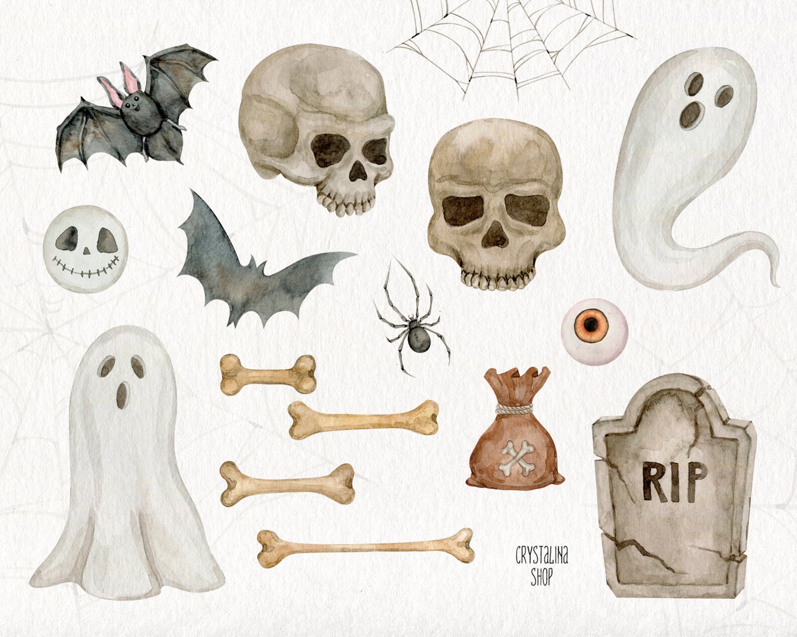 Watercolor Spooky Halloween Clipart Happy Halloween Party - Etsy