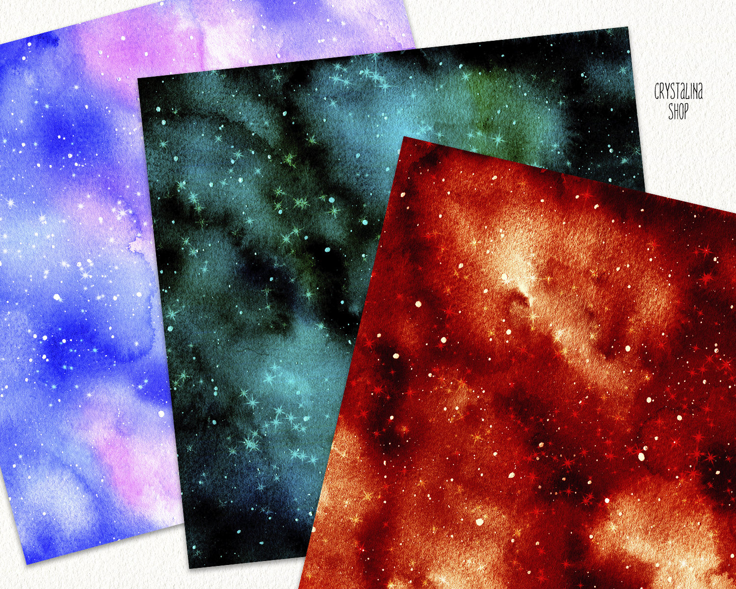Watercolor Galaxy Background Digital Paper Space Stardust - Etsy