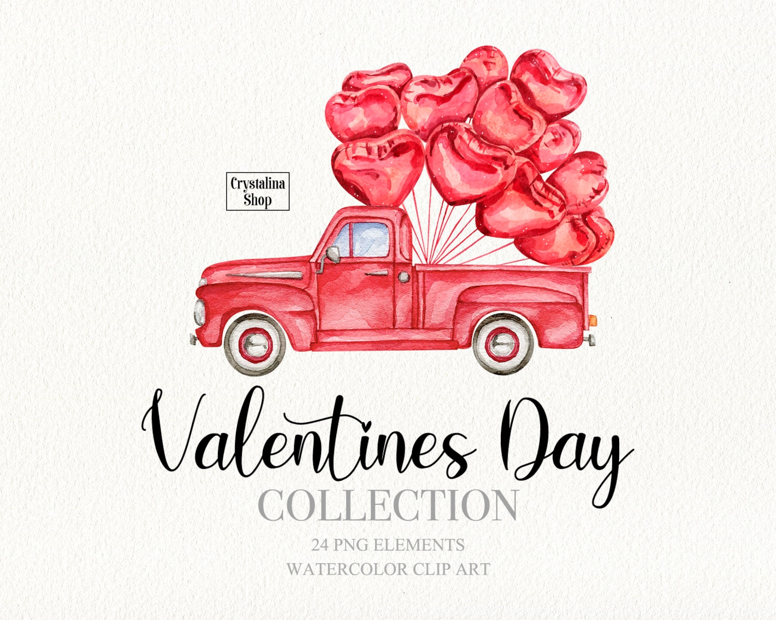 Watercolor Valentines Day Love Clipart. Hand Painted Red and - Etsy