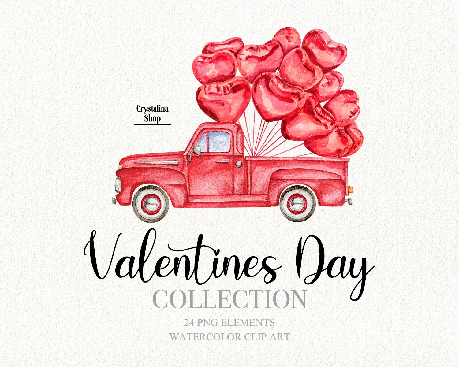 Watercolor Valentines Day Love Clipart. Hand Painted Red and - Etsy
