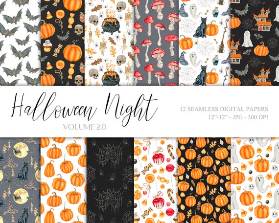 Watercolor Spooky Halloween Digital Paper Happy Halloween - Etsy