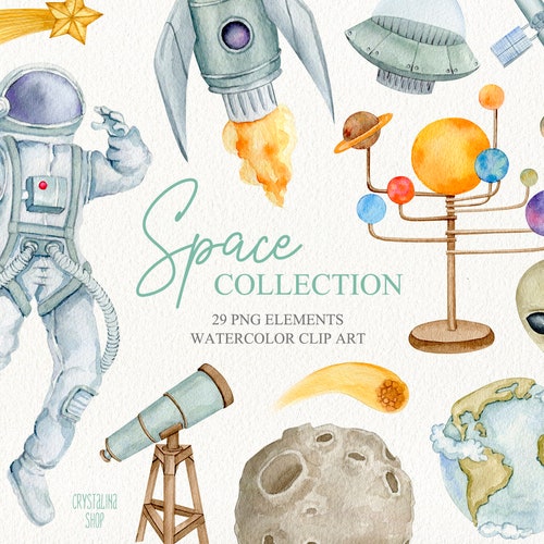 Watercolor Outer Space Clipart Astronomy Teacher Supplies - Etsy