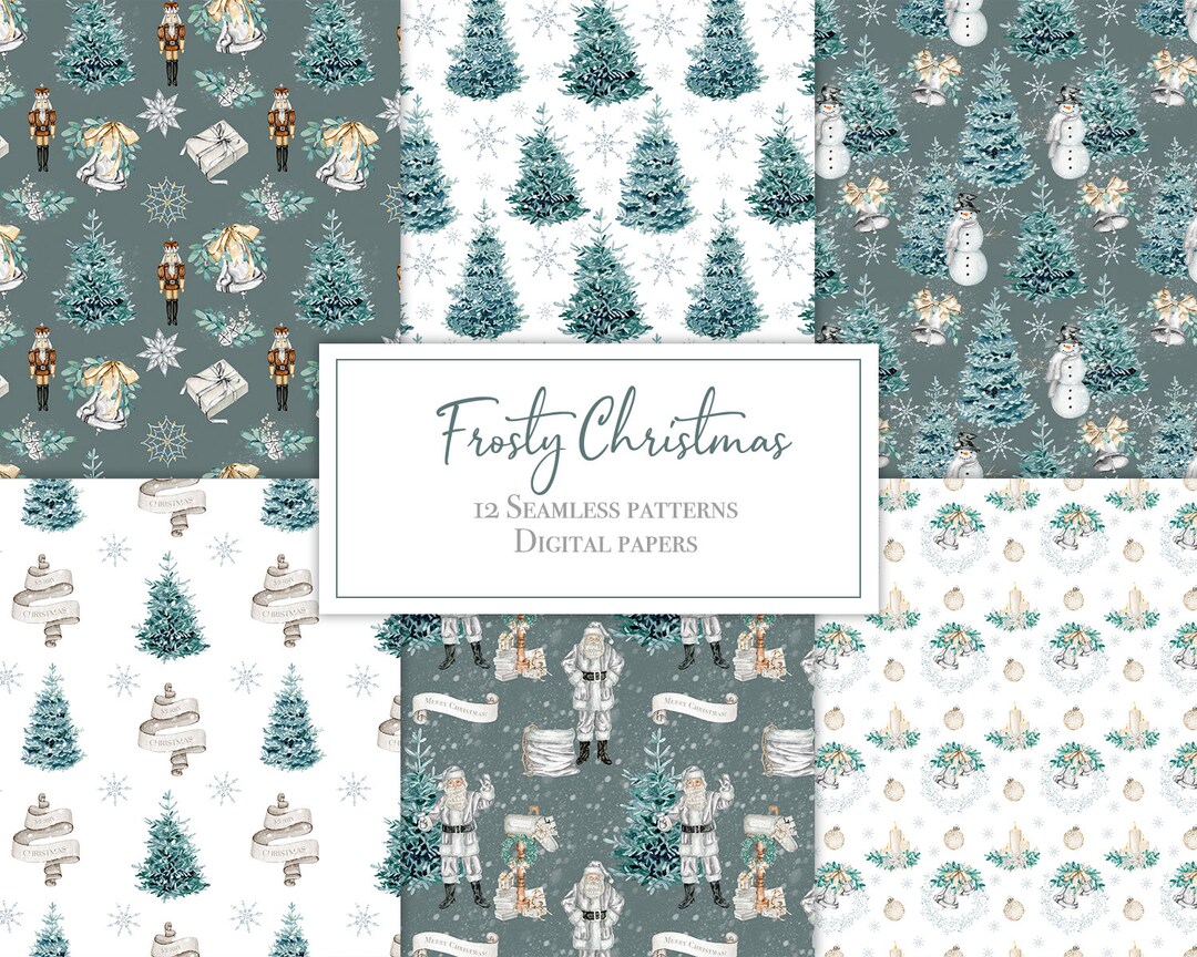Watercolor Frosty Winter Digital Paper for Scrapbooking Snow Christmas ...