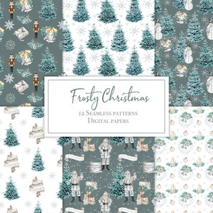 Watercolor Frosty Winter Digital Paper for Scrapbooking Snow Christmas ...