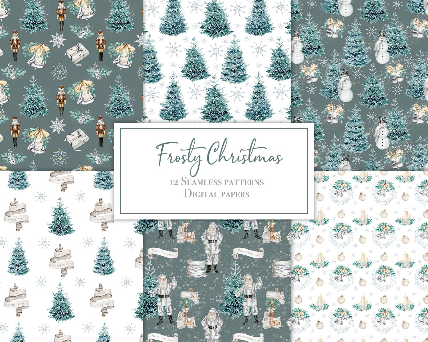 Watercolor Frosty Winter Digital Paper for Scrapbooking Snow | Etsy