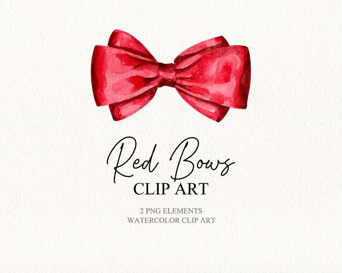 Watercolor Red Ribbon Bows Clipart Birthday Party Bows Wedding - Etsy