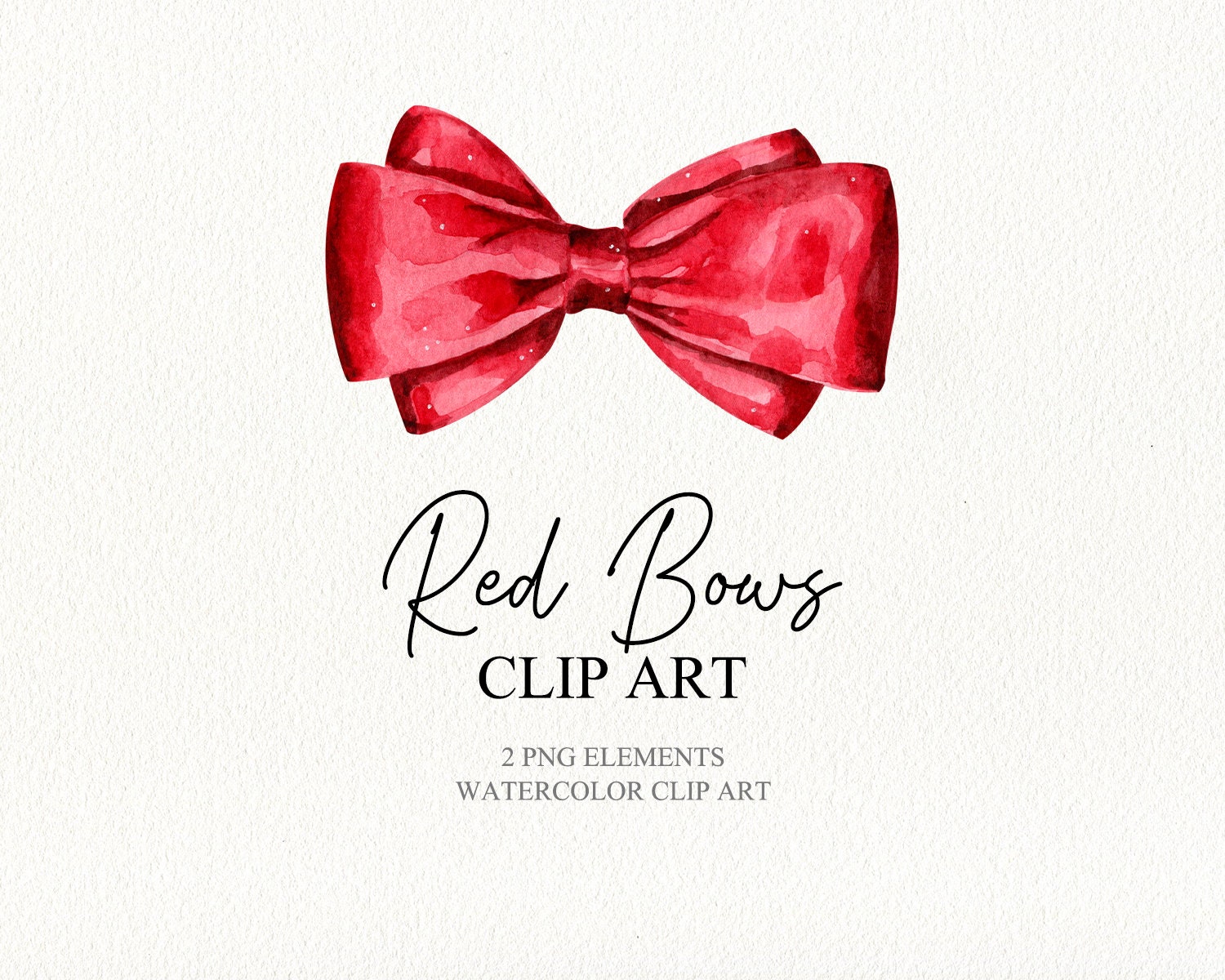 Watercolor Red Ribbon Bows Clipart Birthday Party Bows Wedding - Etsy