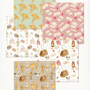 Watercolor Medical Digital Paper Pack for Scrapbooking. Medical ...