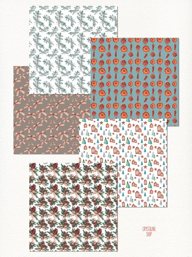 Watercolor Christmas Digital Paper Pack for Scrapbooking Printable ...