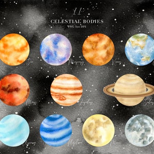 Watercolor Outer Space Astronaut Clipart Astronomy Teacher Supplies ...