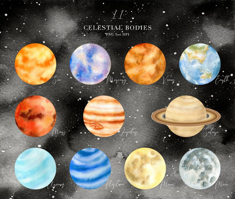Watercolor Outer Space Astronaut Clipart Astronomy Teacher Supplies ...