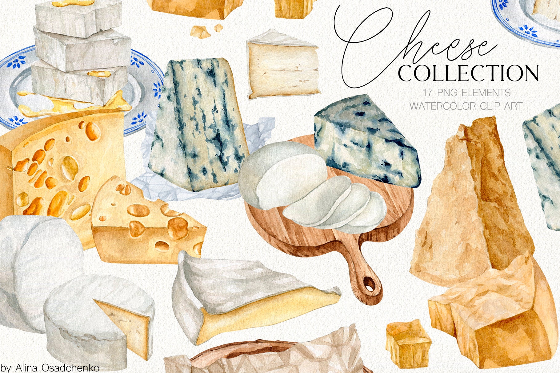 Watercolor Cheese Clipart. Watercolor Cheese for Wine Png - Etsy UK