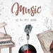 Watercolor Musical Instruments Clipart. Vintage Music Clip Art ...