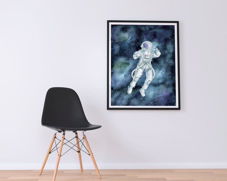Watercolor Astronaut in Outer Space PRINTABLE Wall Art Poster Space ...