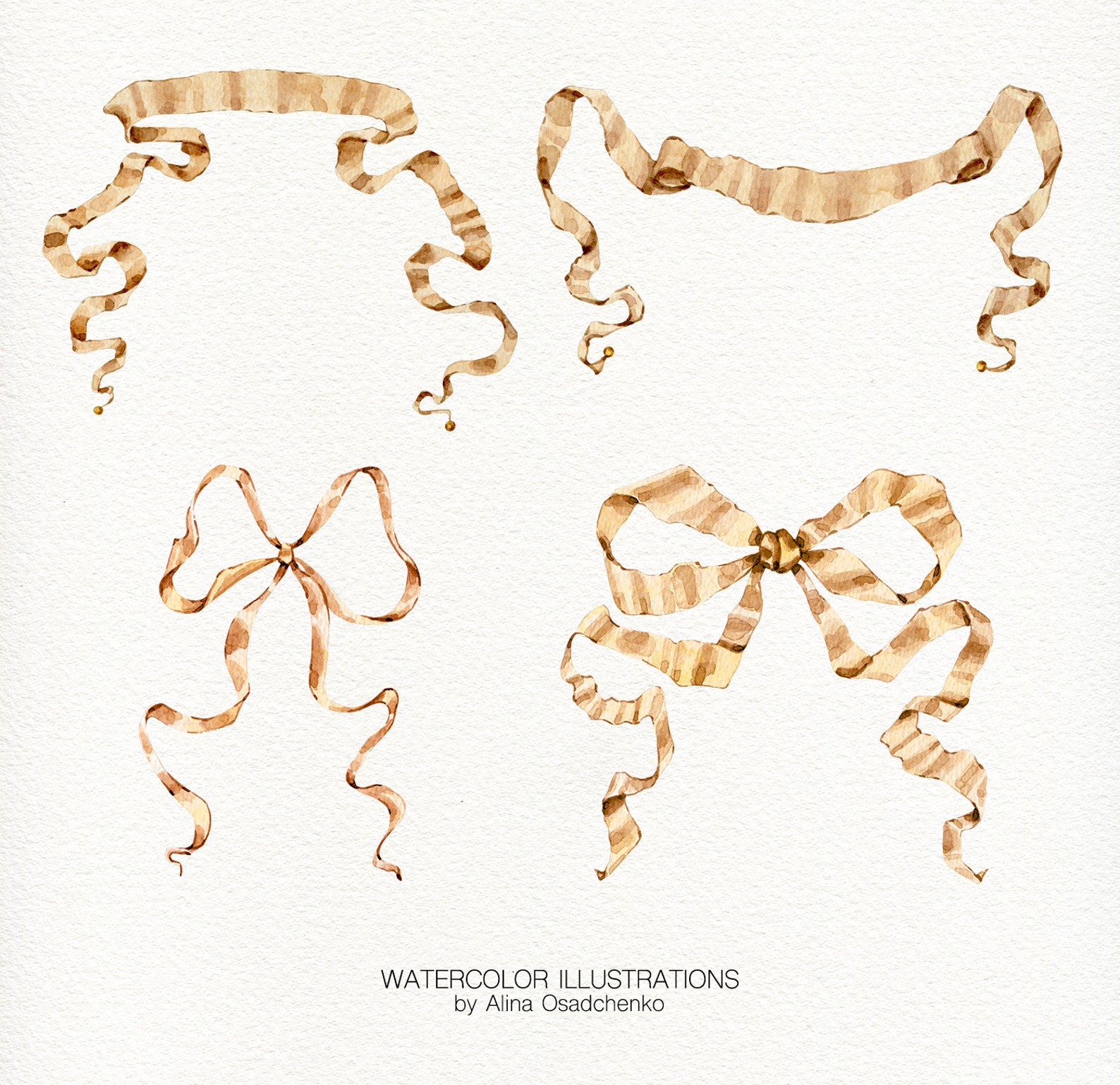 Watercolor Vintage Ribbon Banners and Bows Clipart Birthday Party ...