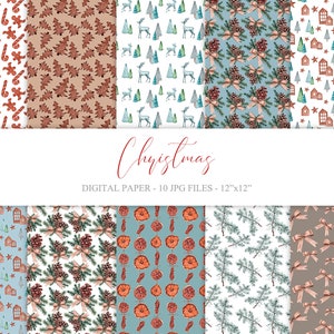 Watercolor Christmas Digital Paper Pack for Scrapbooking Printable ...