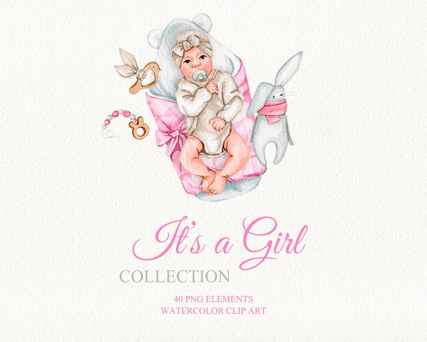Watercolor Baby Girl Clipart. It's a Girl Clipart. Baby - Etsy