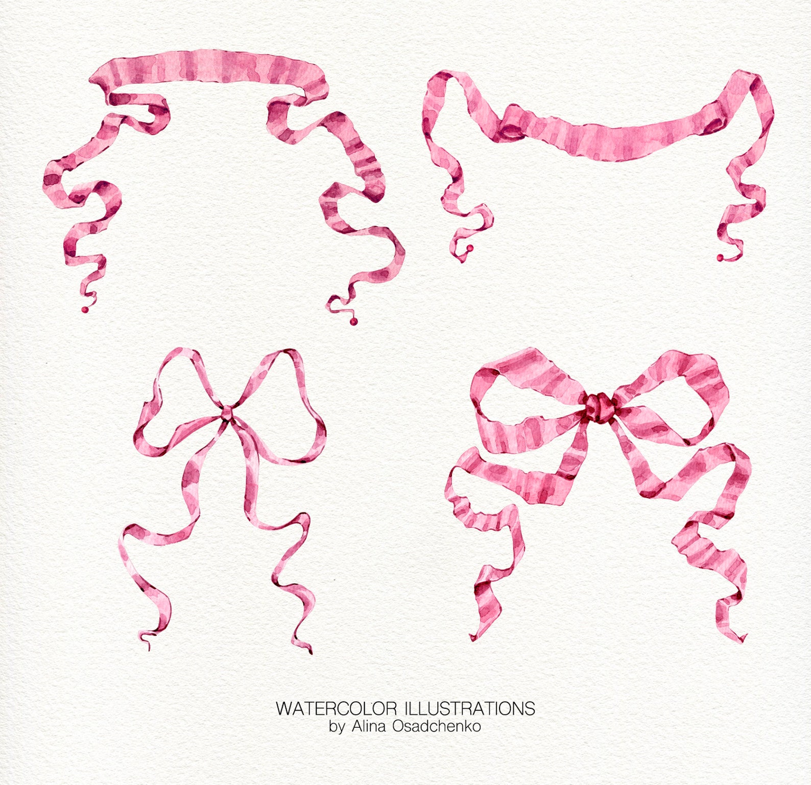 Watercolor Vintage Ribbon Banners and Bows Clipart Birthday Party ...