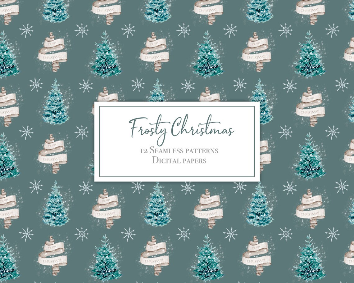 Watercolor Frosty Winter Digital Paper for Scrapbooking Snow | Etsy