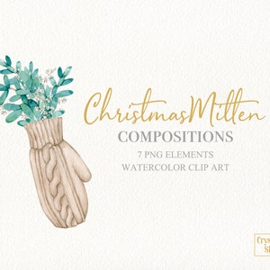Watercolor Christmas Knitted Socks and Mittens With Gifts Compositions ...