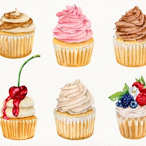 Watercolor Cupcakes Clipart Birthday Cupcakes Clipart Hand Drawn ...