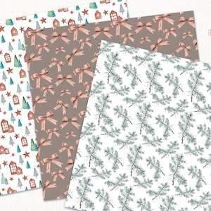 Watercolor Christmas Digital Paper Pack for Scrapbooking Printable ...