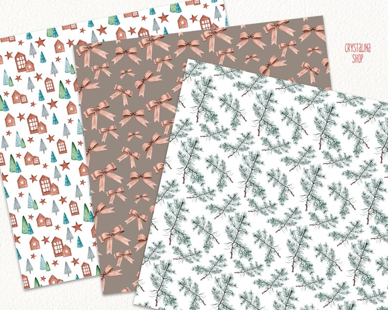 Watercolor Christmas Digital Paper Pack for Scrapbooking Printable ...