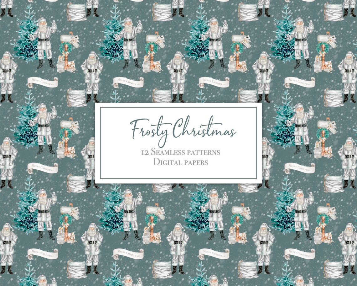 Watercolor Frosty Winter Digital Paper for Scrapbooking Snow | Etsy
