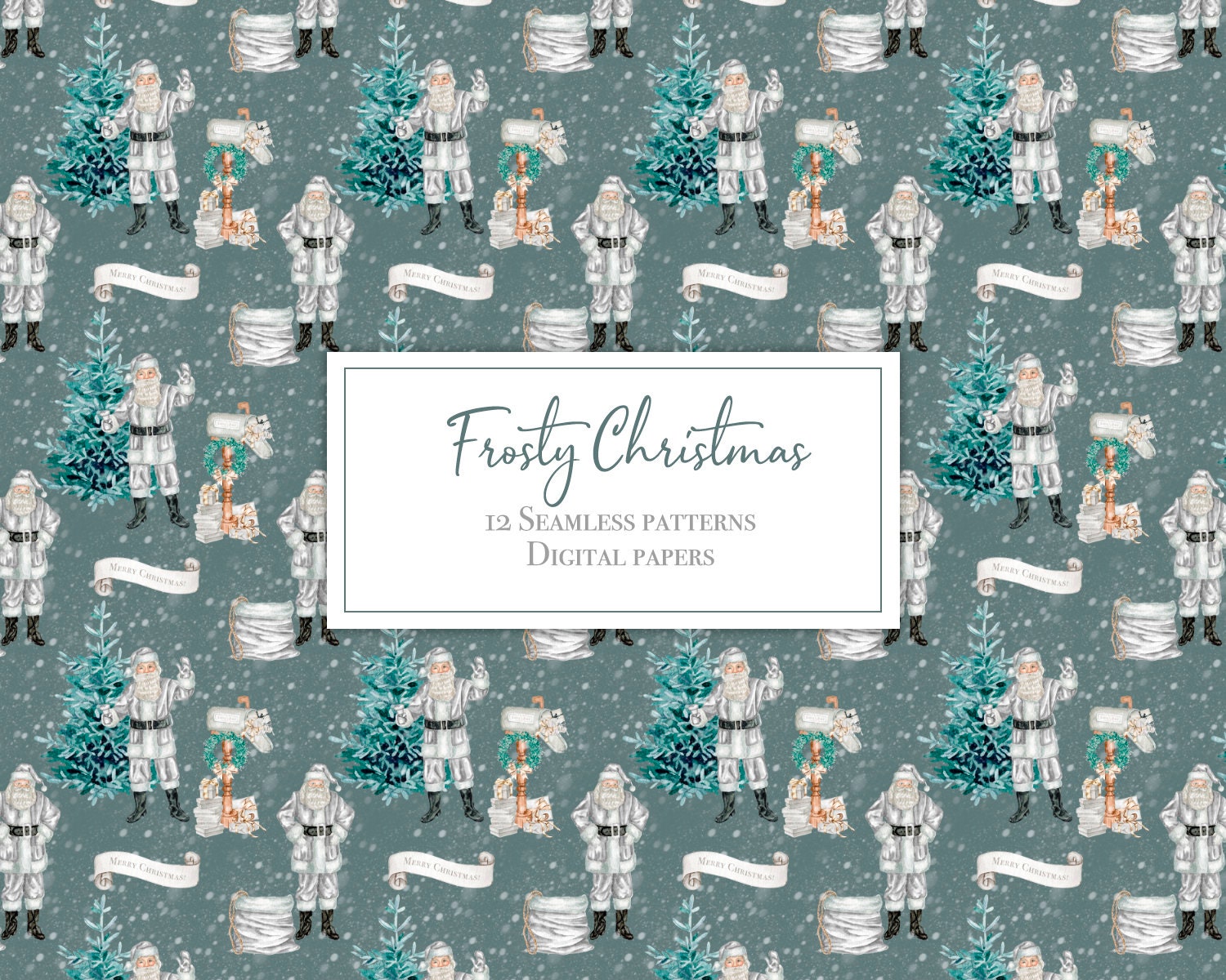 Watercolor Frosty Winter Digital Paper for Scrapbooking Snow Christmas ...