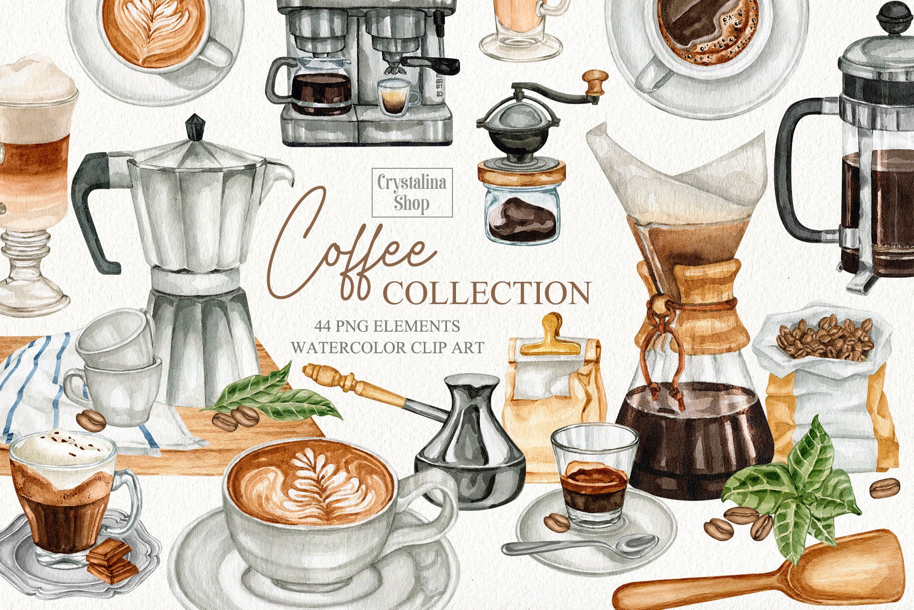 Watercolor Coffee Drink Clipart. Cup of Coffee Illustrations. - Etsy
