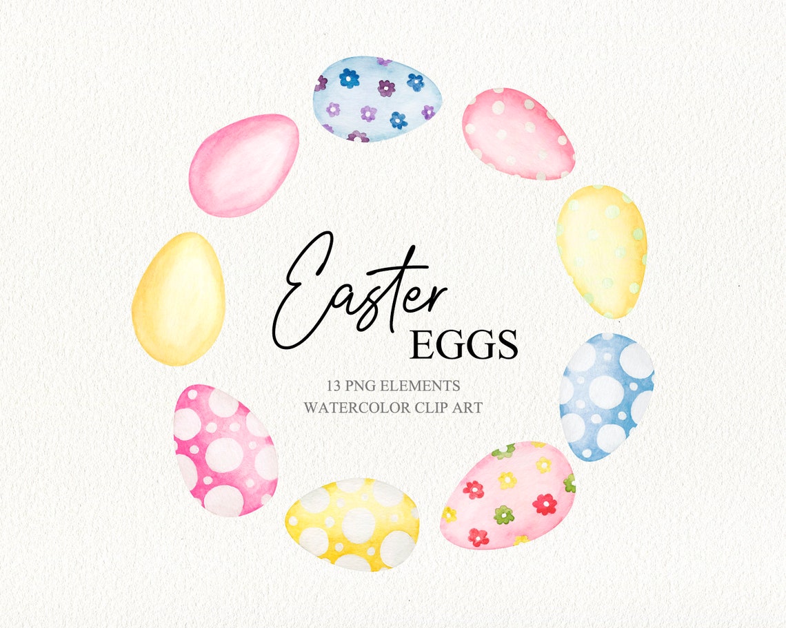 Watercolor Easter Eggs Clipart Illustration. Hand Painted - Etsy