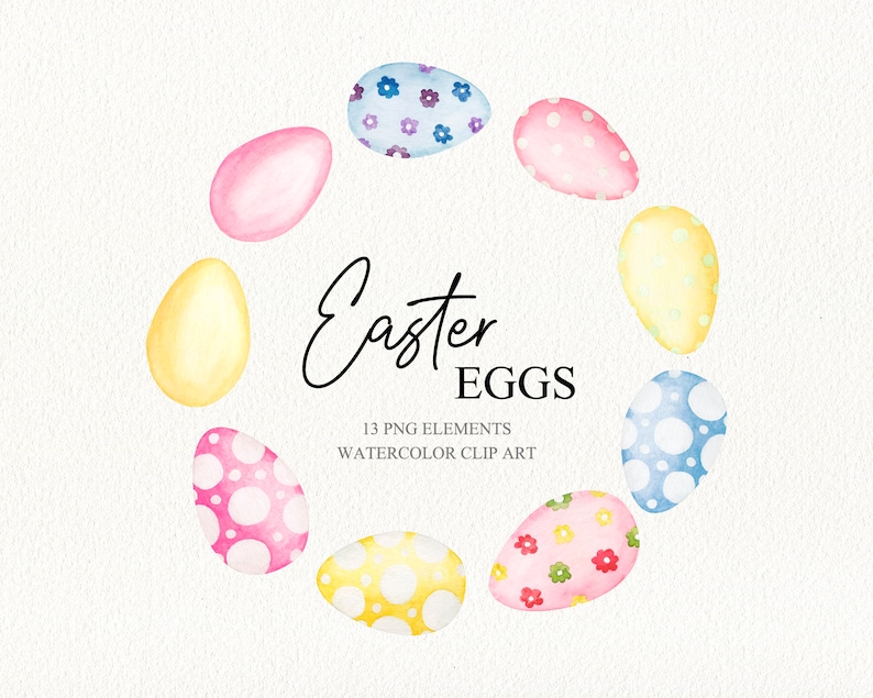 Watercolor Easter Eggs Clipart Illustration. Hand Painted - Etsy