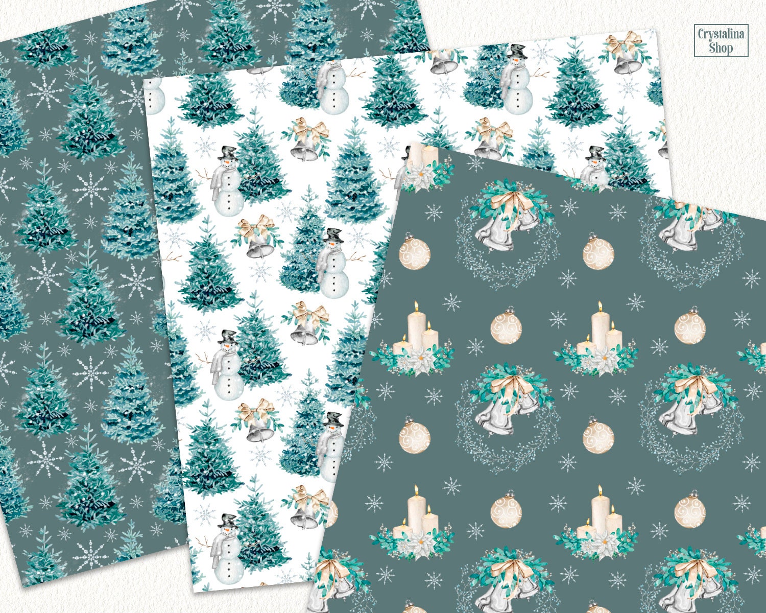 Watercolor Frosty Winter Digital Paper for Scrapbooking Snow | Etsy