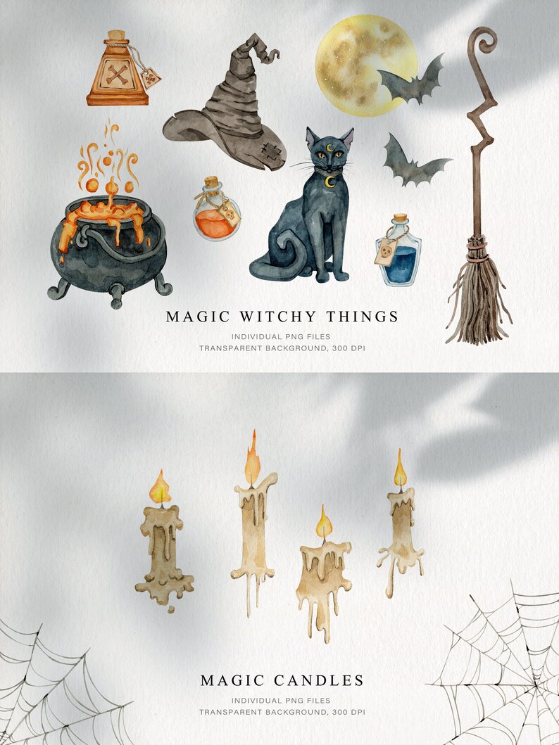 Watercolor Spooky Halloween Clipart Happy Halloween Party - Etsy