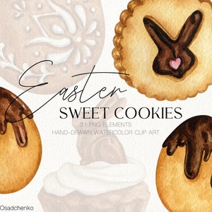 Watercolor Easter Sweets Cookies Clipart Illustration Easter Chocolate ...