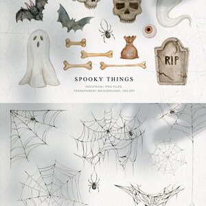 Watercolor Spooky Halloween Clipart Happy Halloween Party Decoration ...