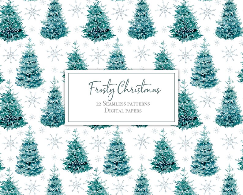 Watercolor Frosty Winter Digital Paper for Scrapbooking Snow | Etsy