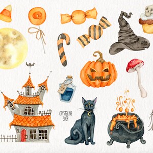Watercolor Spooky Halloween Clipart Happy Halloween Party Decoration ...