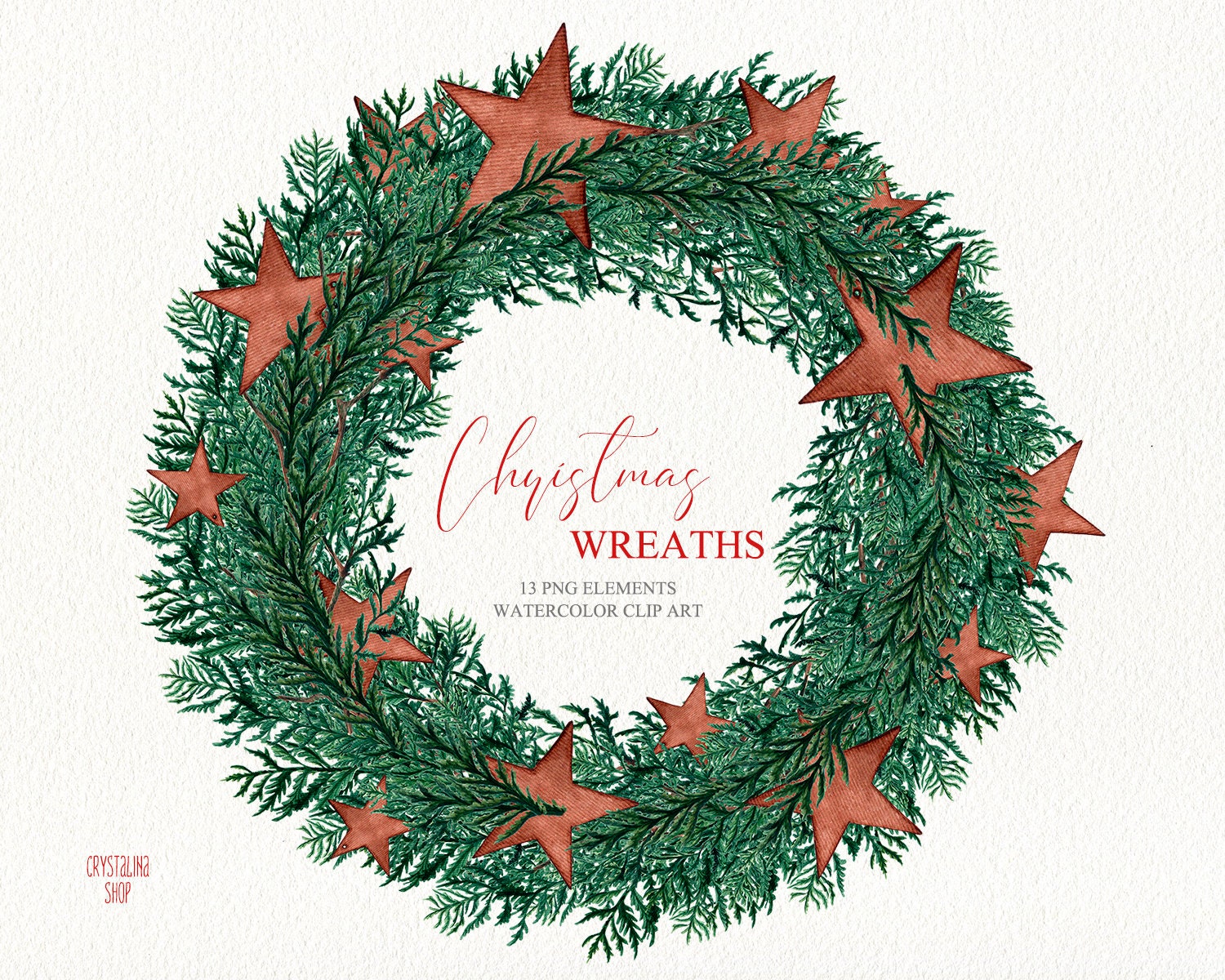 Watercolor Christmas Wreaths Clipart Illustrations Christmas Frame ...