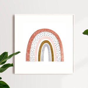 Digital Modern Neutral Color Rainbow Clipart. Hand Painted Rainbow ...