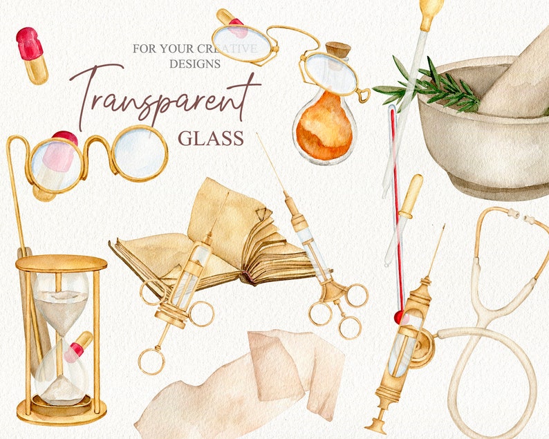 Watercolor Medical Clipart in Vintage Style Ambulance - Etsy