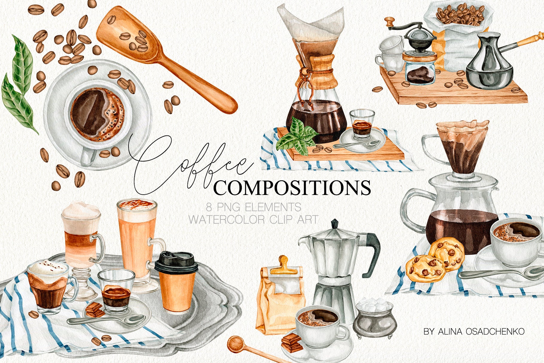 Watercolor Coffee Drink Clipart. Cup of Coffee Illustrations. - Etsy