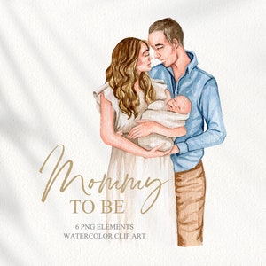 Watercolor Mother With Newborn Baby Clipart. Maternity Clipart Png ...