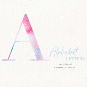 Watercolor Space Alphabet Uppercase Letters and Numbers Clipart ...