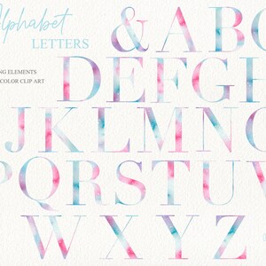 Watercolor Space Alphabet Uppercase Letters and Numbers Clipart ...