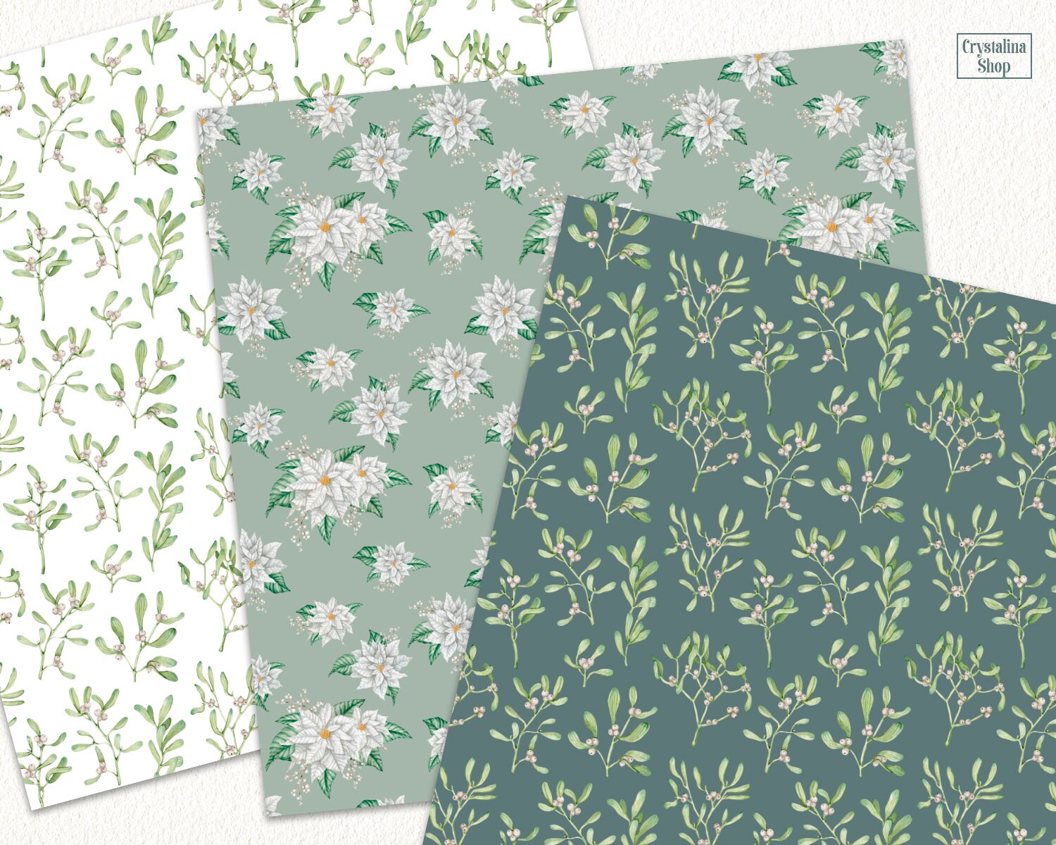 Watercolor Winter Greenery Digital Paper for Scrapbooking - Etsy