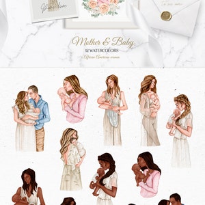Watercolor Maternity Clipart. Pregnant Woman & Newborn Babies Clipart ...