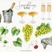 Watercolor Sparkling Wine Clipart Romantic Glass of Champagne Wine and ...
