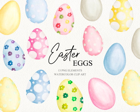 Watercolor Easter Eggs Clipart Illustration. Hand Painted - Etsy