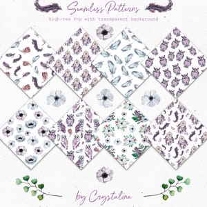 Hand Drawn Watercolor Owls,feather and Flower. Nursery Poster. Digital ...